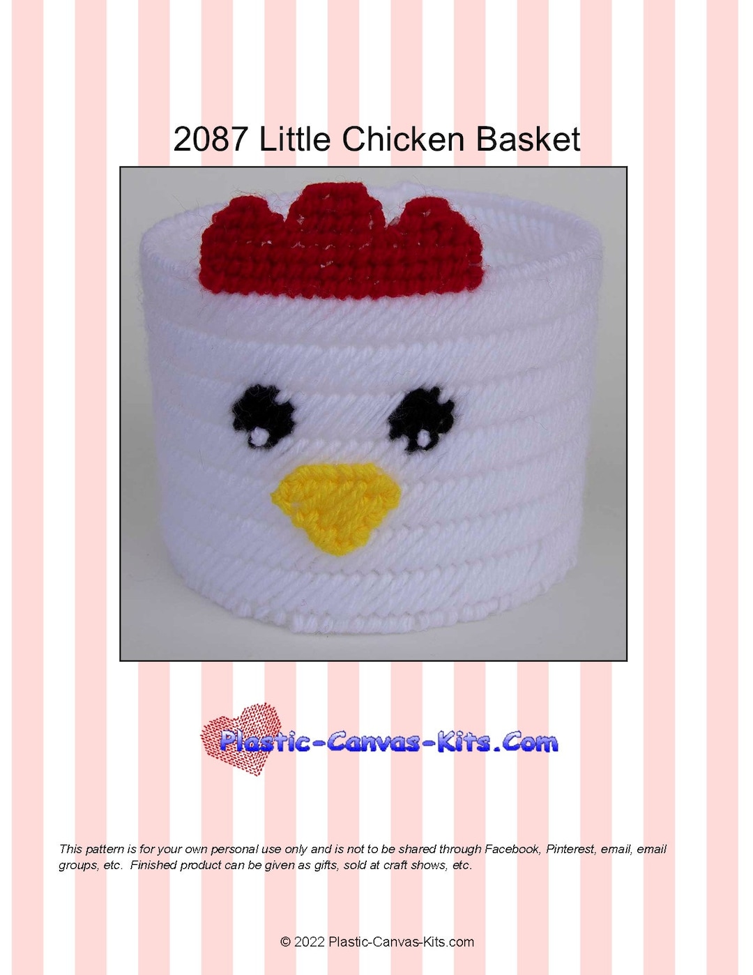 Little Chicken Basket-plastic Canvas Pattern-pdf Download - Etsy