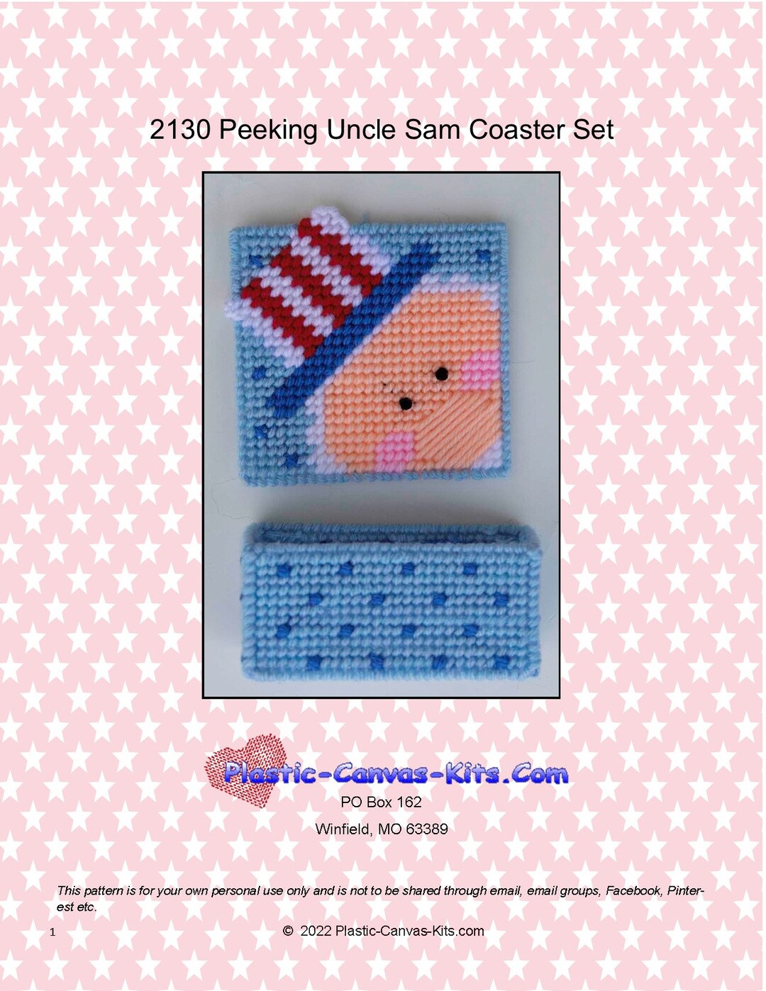 Peeking Uncle Sam Coaster Set-plastic Canvas Pattern-pdf Download - Etsy