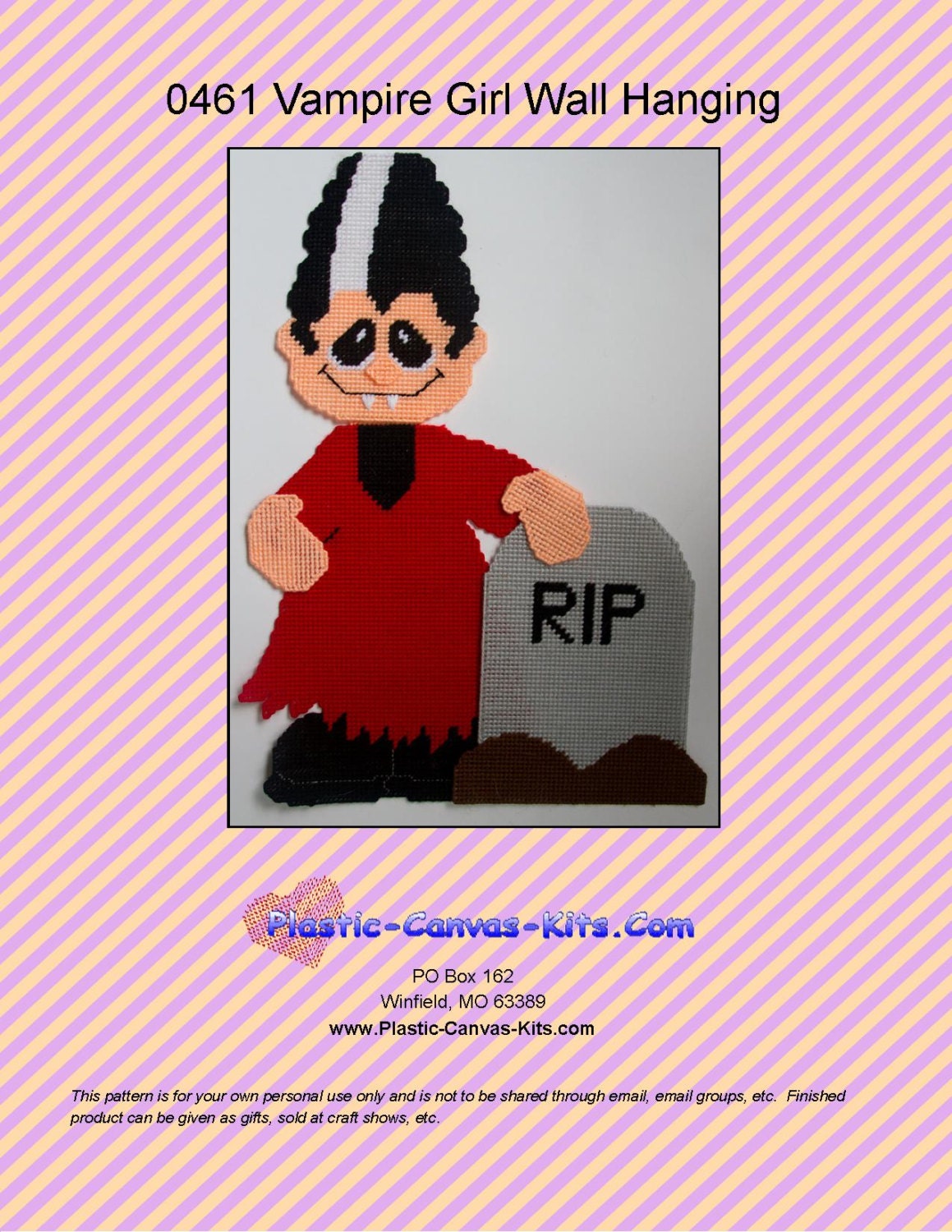 Vampire Girl Wall Hanging-halloween-plastic Canvas Pattern-pdf Download ...