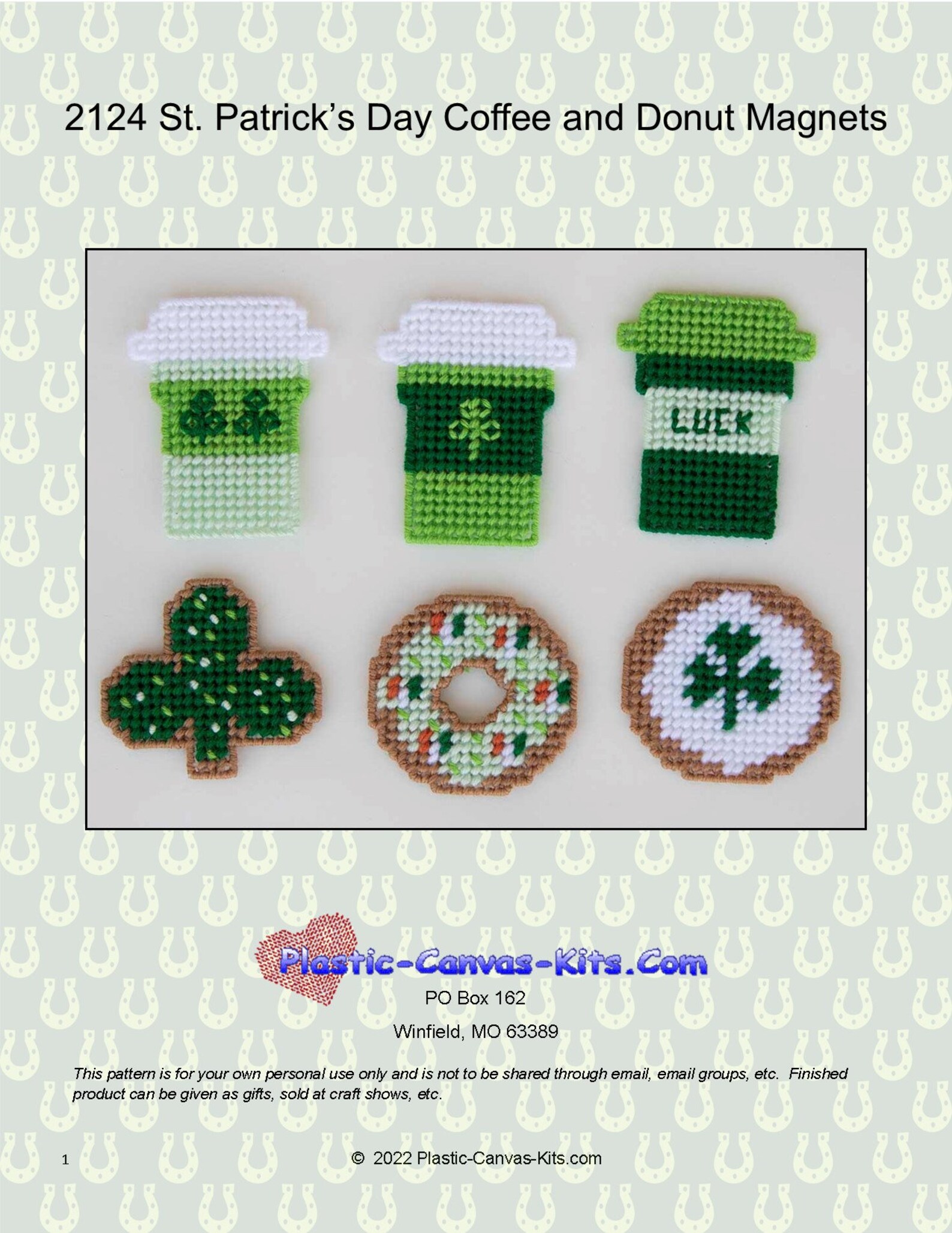 St. Patrick's Day Coffee and Donut Magnets-plastic Canvas Pattern-pdf ...