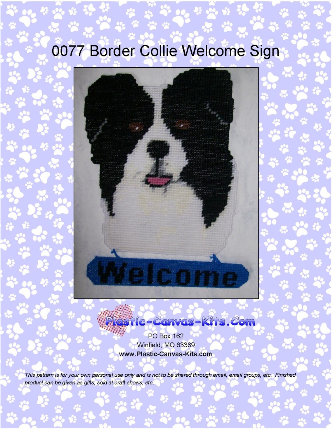Border Collie Welcome Sign-plastic Canvas Pattern-pdf Download - Etsy