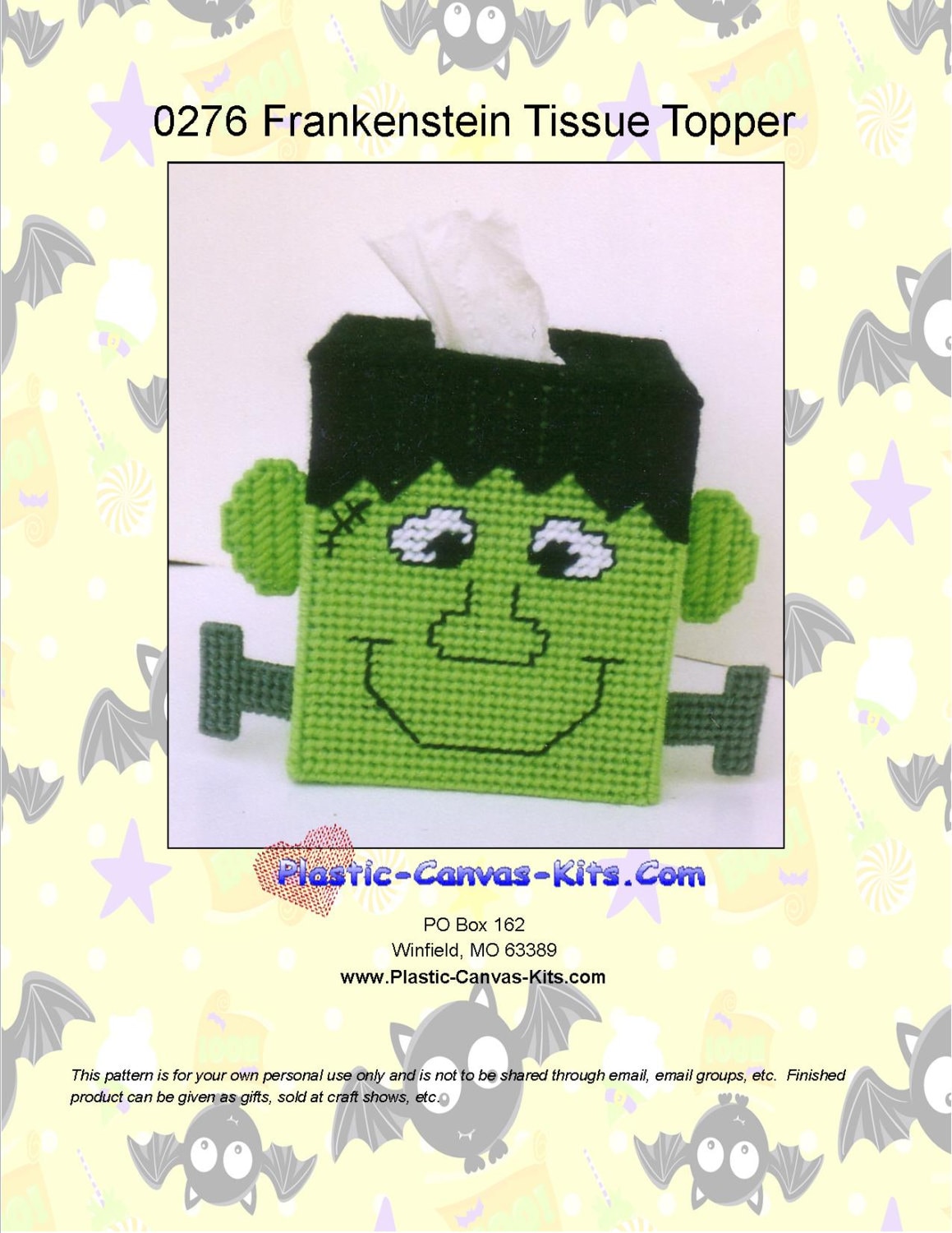 Halloween Frankenstein Tissue Topper-plastic Canvas Pattern - Etsy