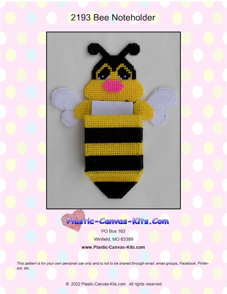 Magnetic Bee Note Holder- Plastic Canvas Pattern-pdf Download - Etsy