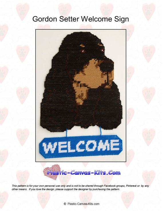 Gordon Setter Dog Welcome Sign-plastic Canvas Pattern-pdf | Etsy