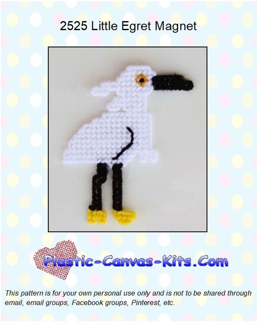 Little Egret Magnet-plastic Canvas Pattern-pdf Download - Etsy