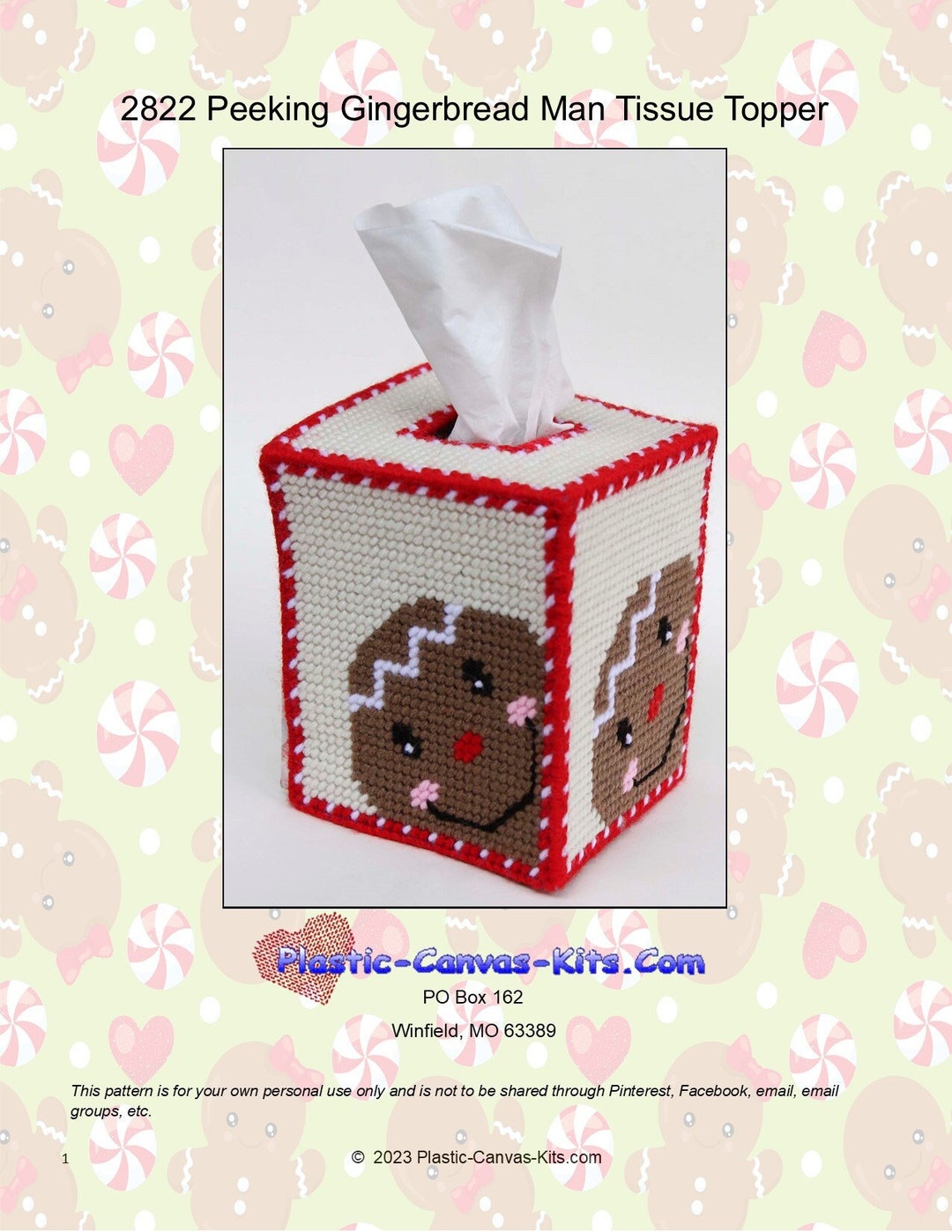 Peeking Gingerbread Man Tissue Topper-christmas-plastic Canvas Pattern ...