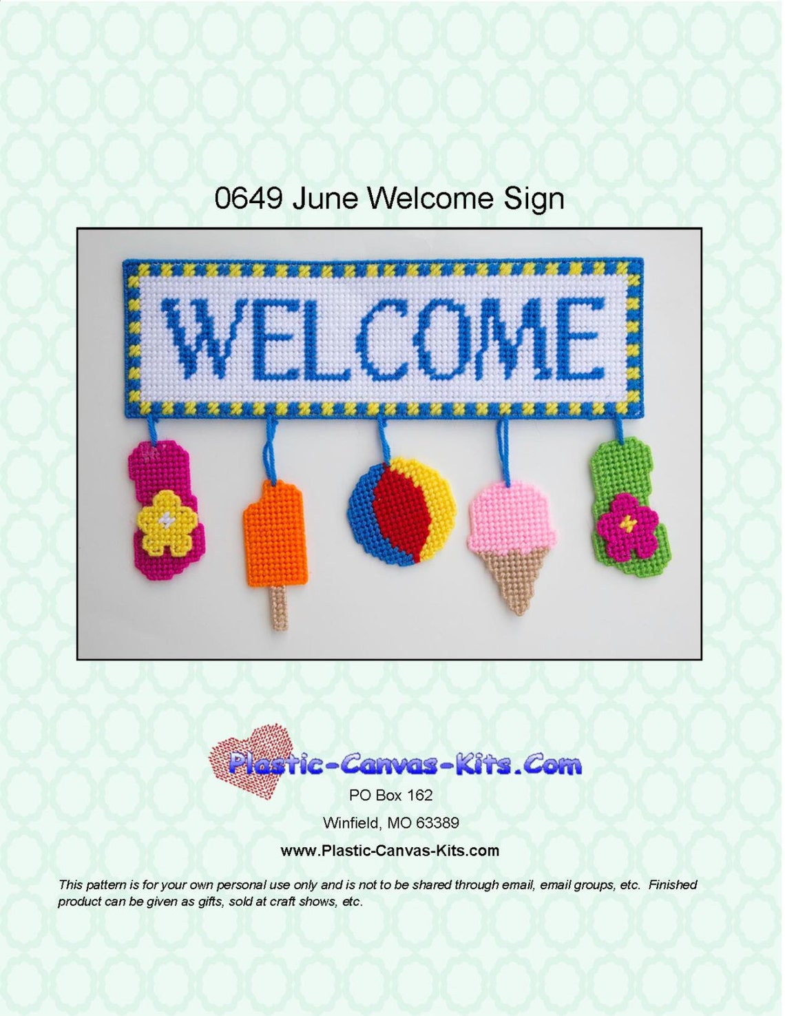 June/summer Welcome Sign-plastic Canvas Pattern-pdf Download - Etsy