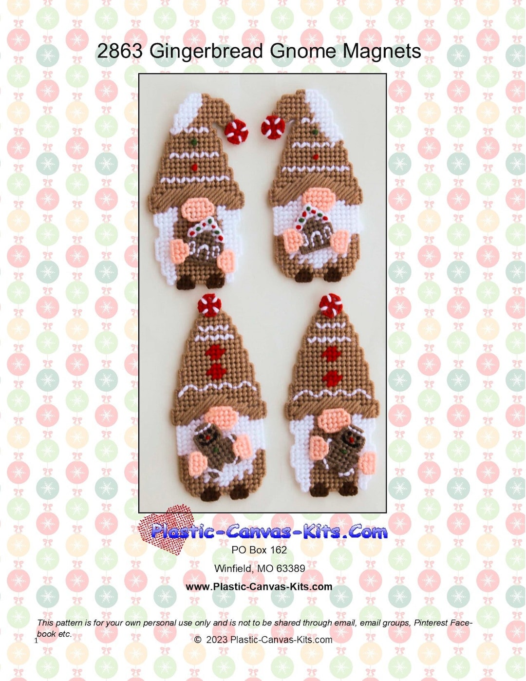 Gingerbread Gnome Magnets-plastic Canvas Pattern-pdf Download - Etsy