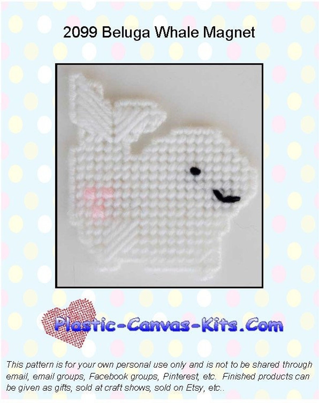 Beluga Whale Magnet-plastic Canvas Pattern-pdf Download - Etsy