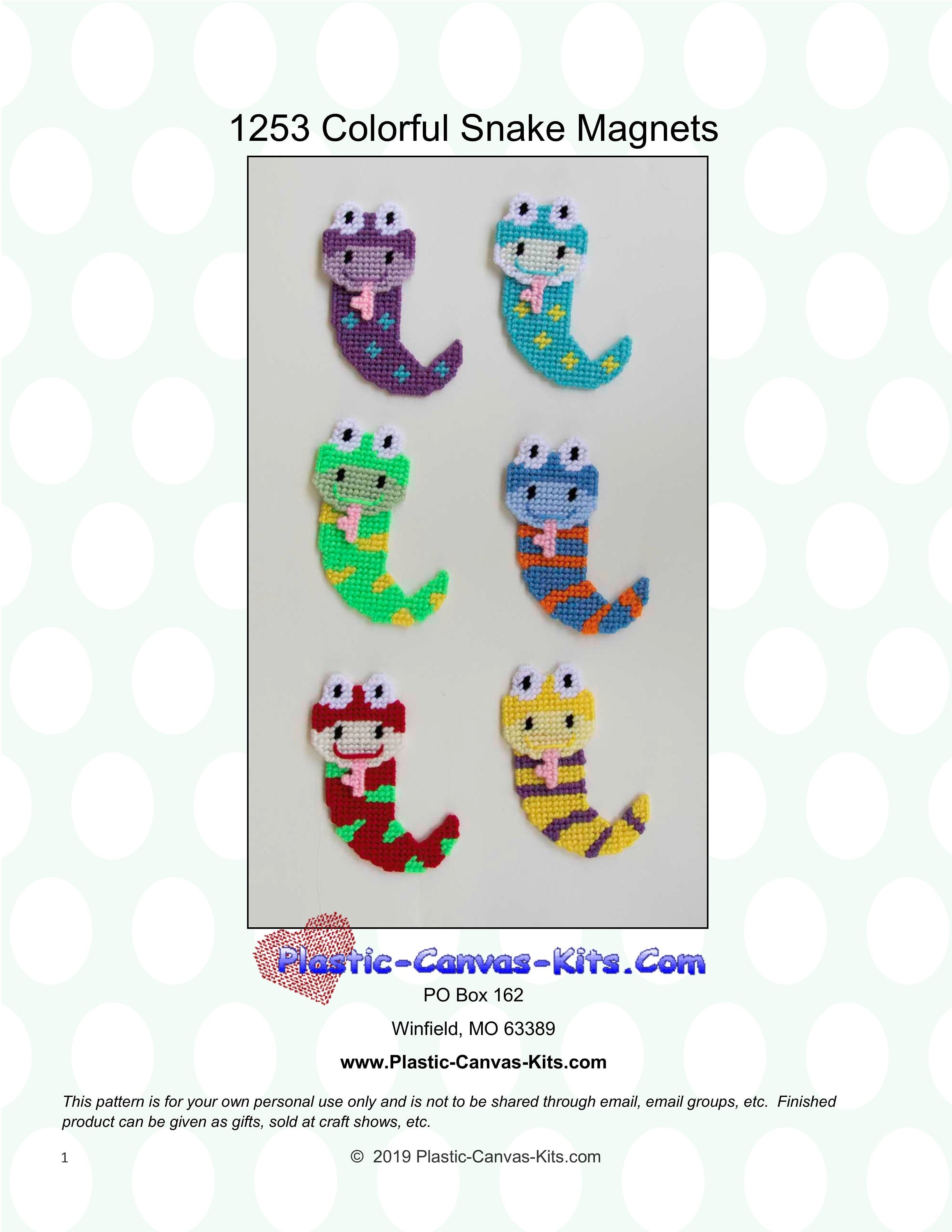 Colorful Snake Magnets-plastic Canvas Pattern-pdf Download - Etsy
