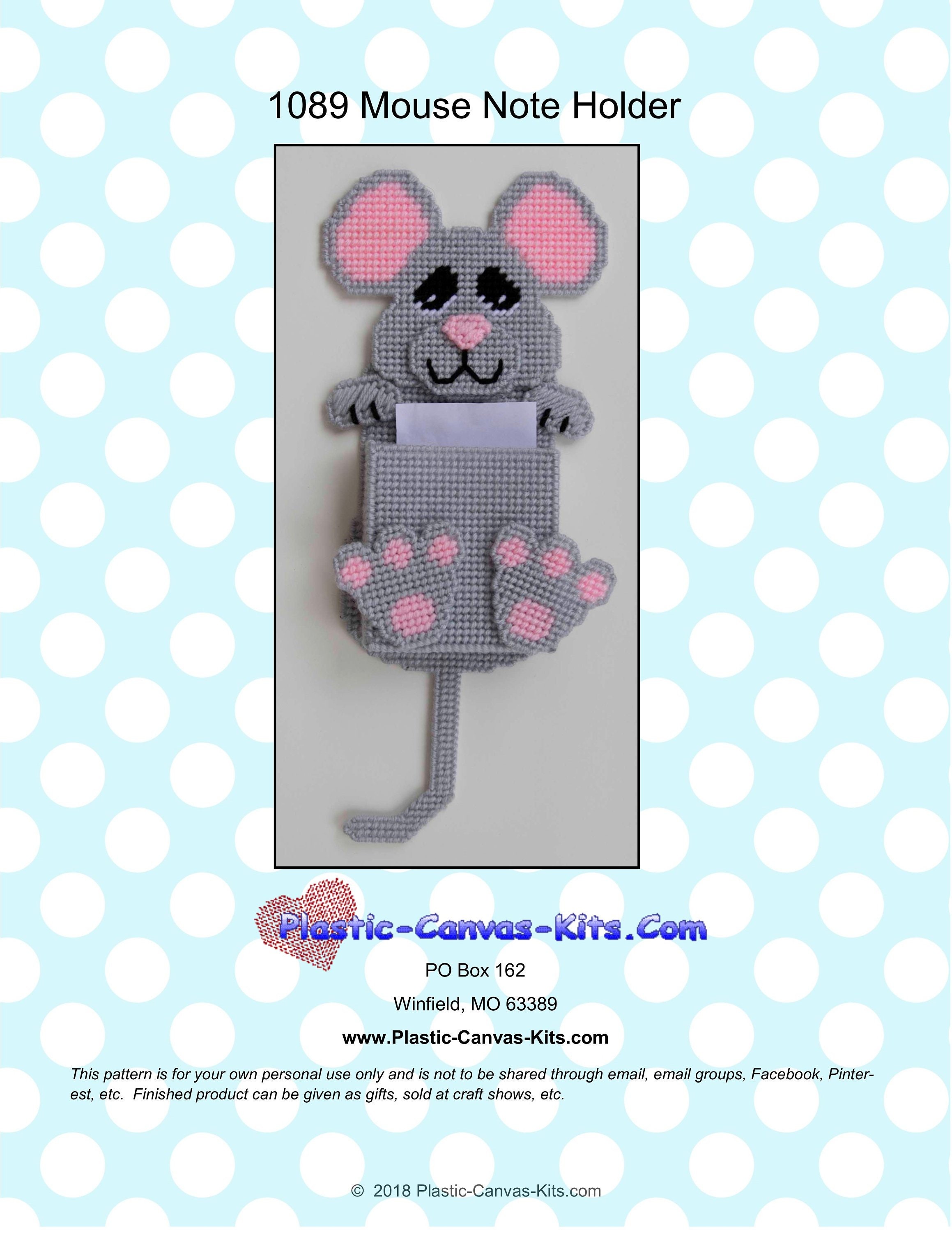 Mouse Note Holder-noteholder-plastic Canvas Pattern-pdf Download - Etsy