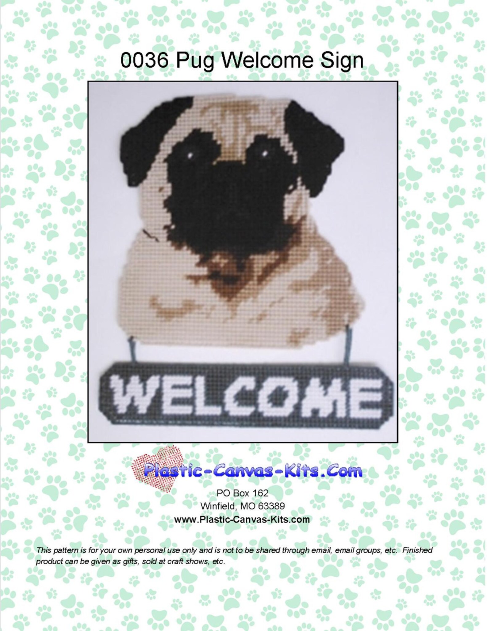 Pug Welcome Sign-plastic Canvas Pattern-pdf Download - Etsy