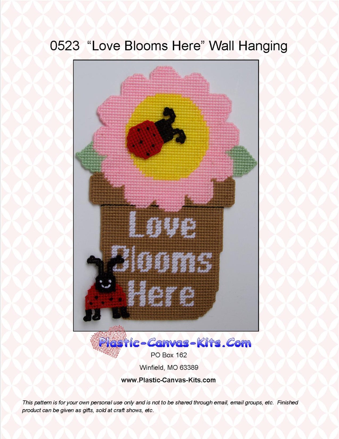 Love Blooms Here Wall Hanging-flower, Ladybug-plastic Canvas Pattern ...