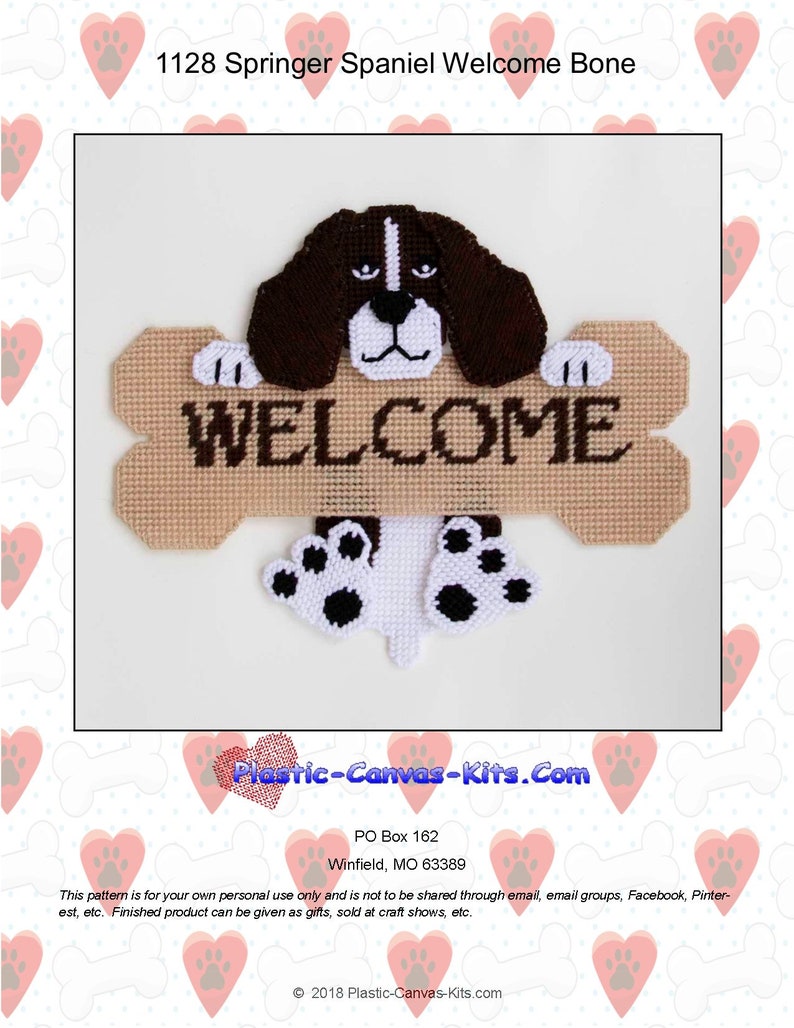 Springer Spaniel Welcome Bone-plastic Canvas Pattern-pdf Download - Etsy