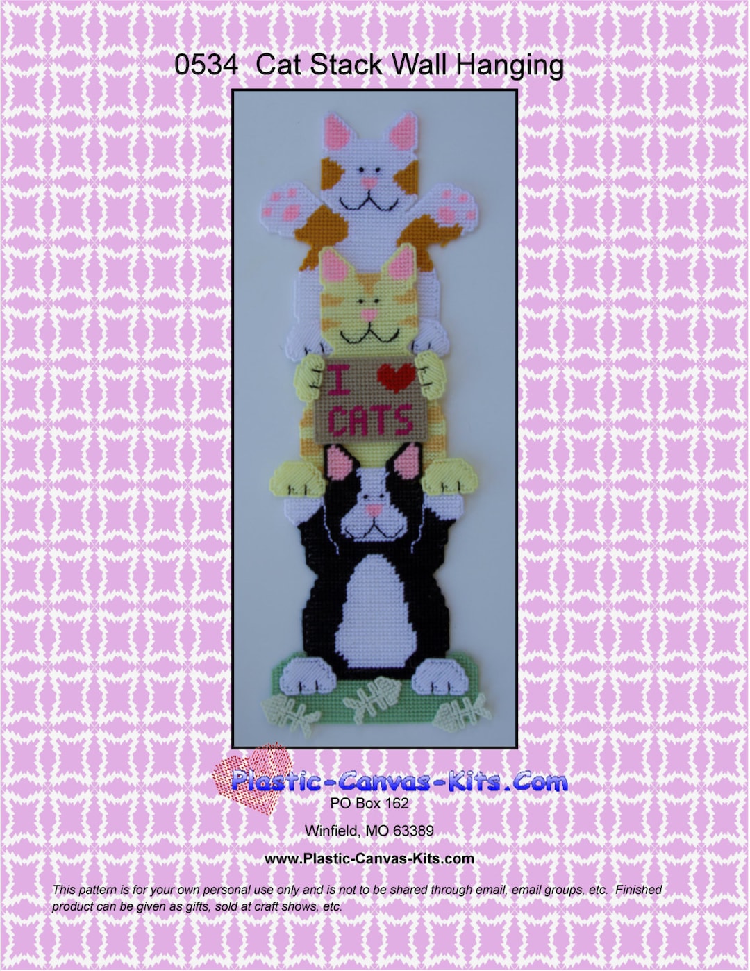 Cat Stack Wall Hanging-plastic Canvas Pattern-pdf Download - Etsy