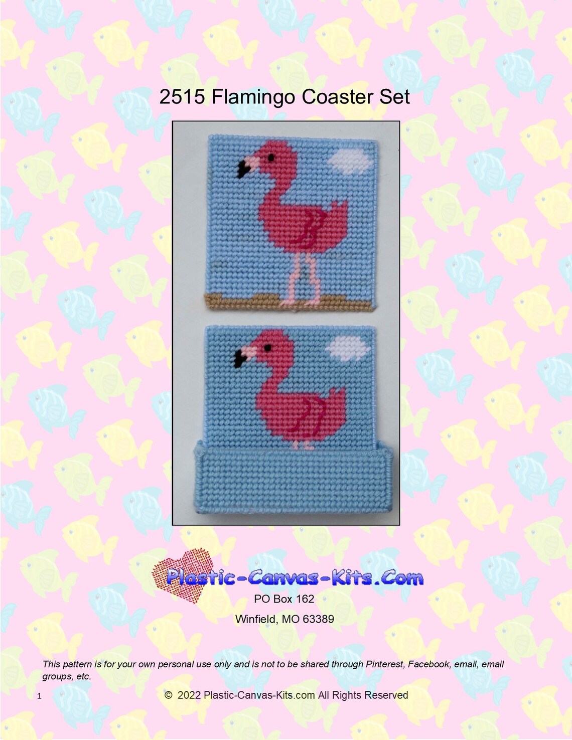 Flamingo Coaster Set-plastic Canvas Pattern-pdf Download - Etsy