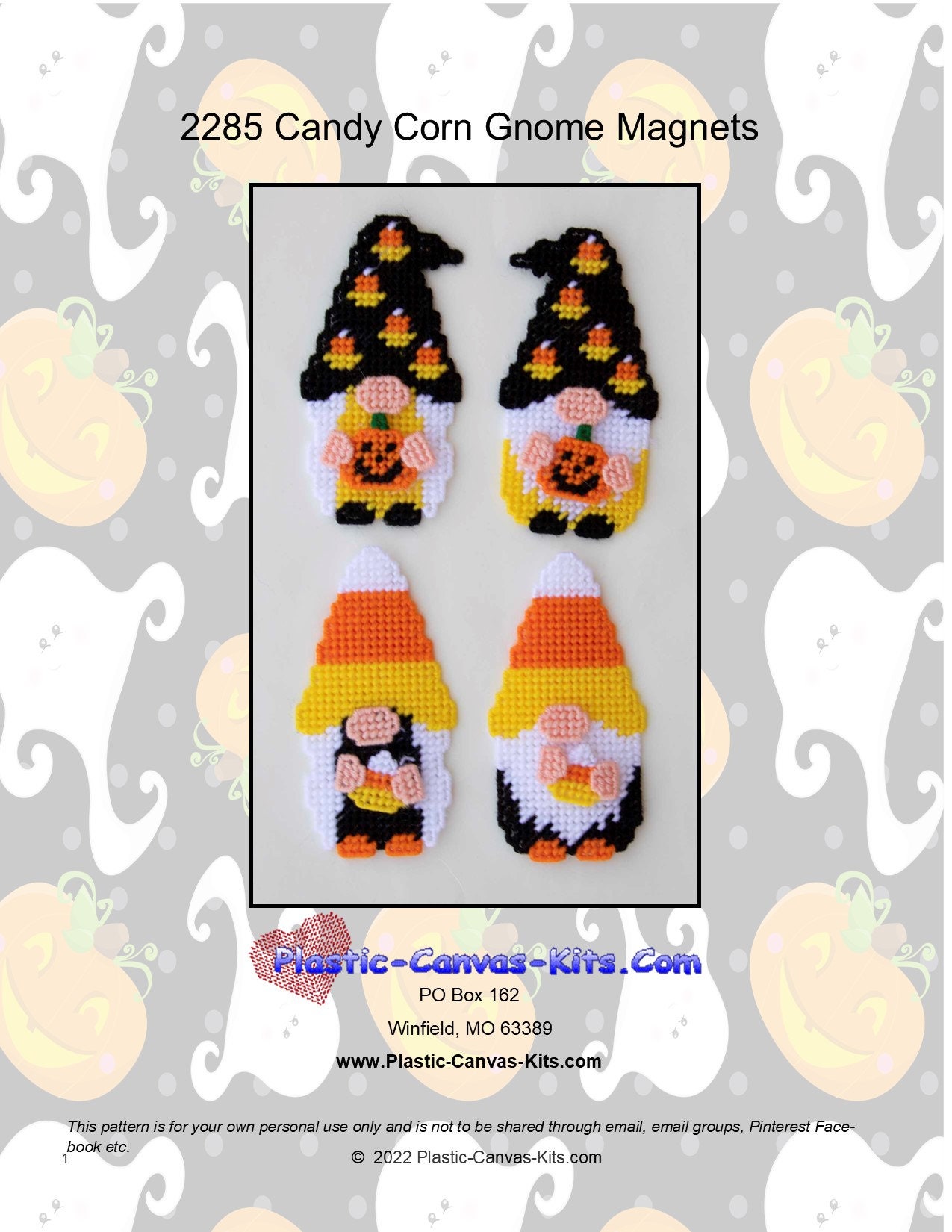 Halloween Candy Corn Gnomes Magnets-plastic Canvas Pattern-pdf Download ...