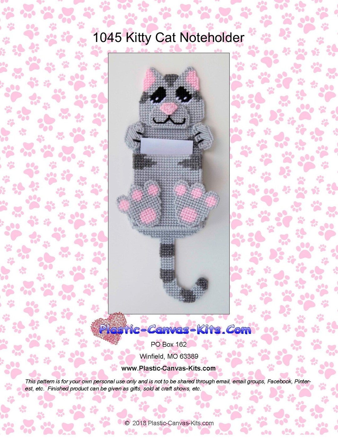 Magnetic Kitty Cat Noteholder-plastic Canvas Pattern-pdf Download - Etsy