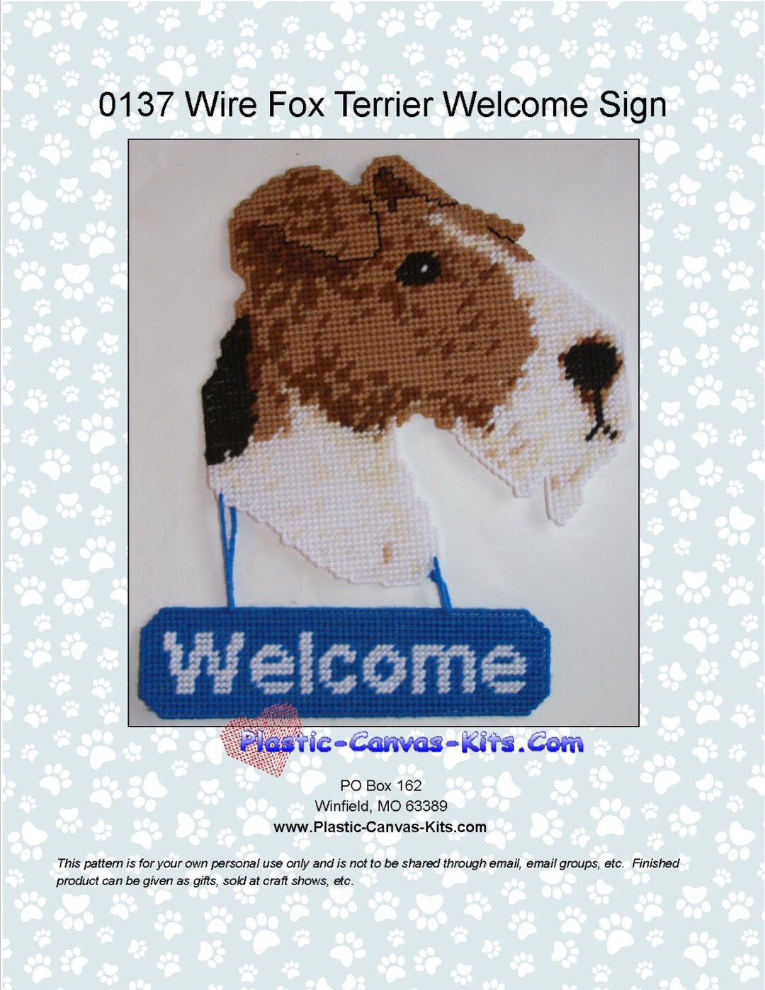 Wire Fox Terrier Dog Welcome Sign-plastic Canvas Pattern-pdf Download ...