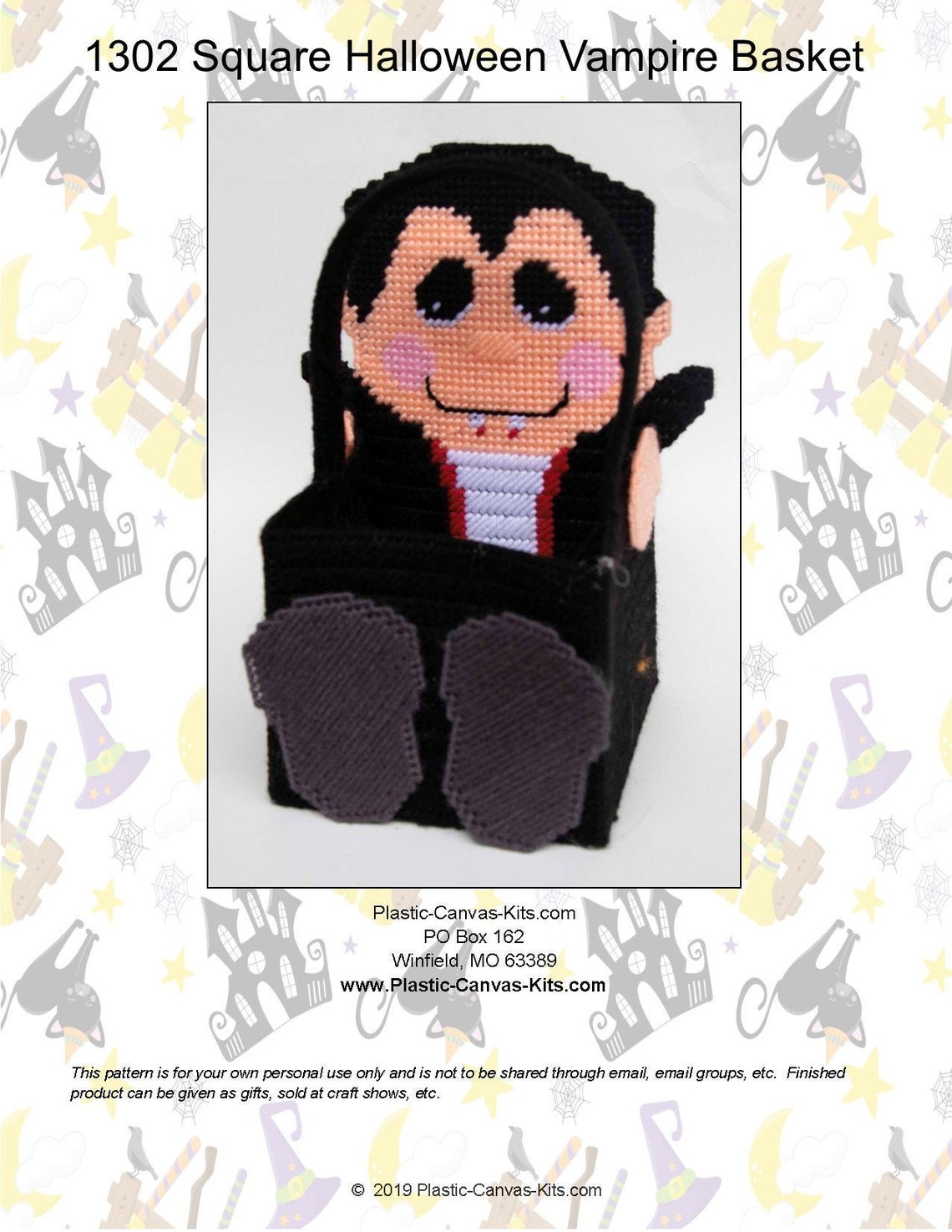 Halloween Vampire Basket-Plastic Canvas Pattern-PDF Download | Etsy