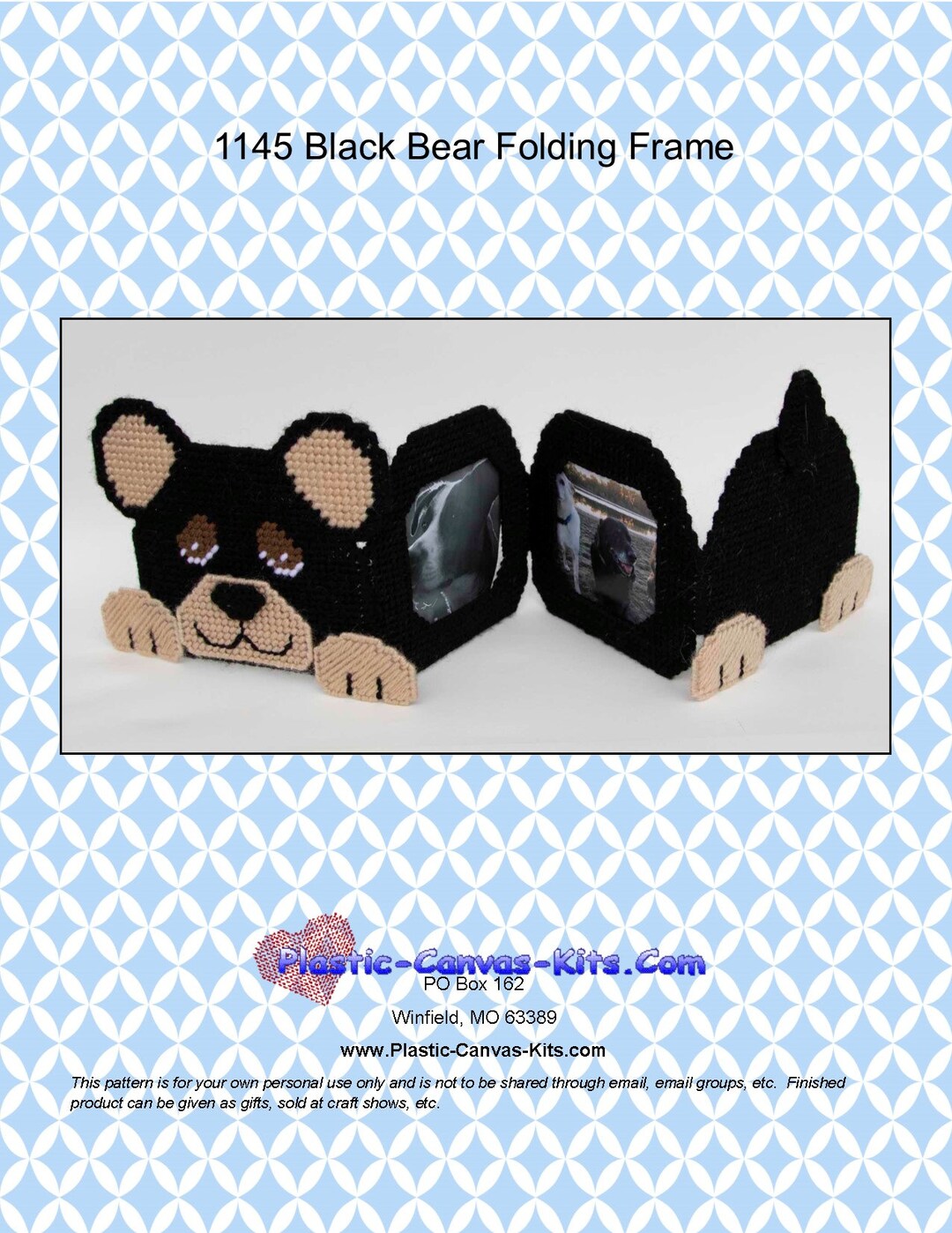 Black Bear Folding Frame-plastic Canvas Pattern-pdf Download - Etsy