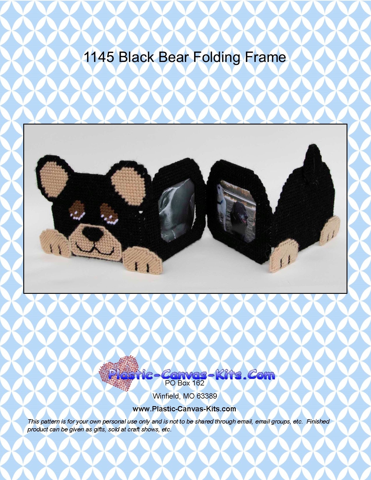 Black Bear Folding Frame-plastic Canvas Pattern-pdf Download - Etsy