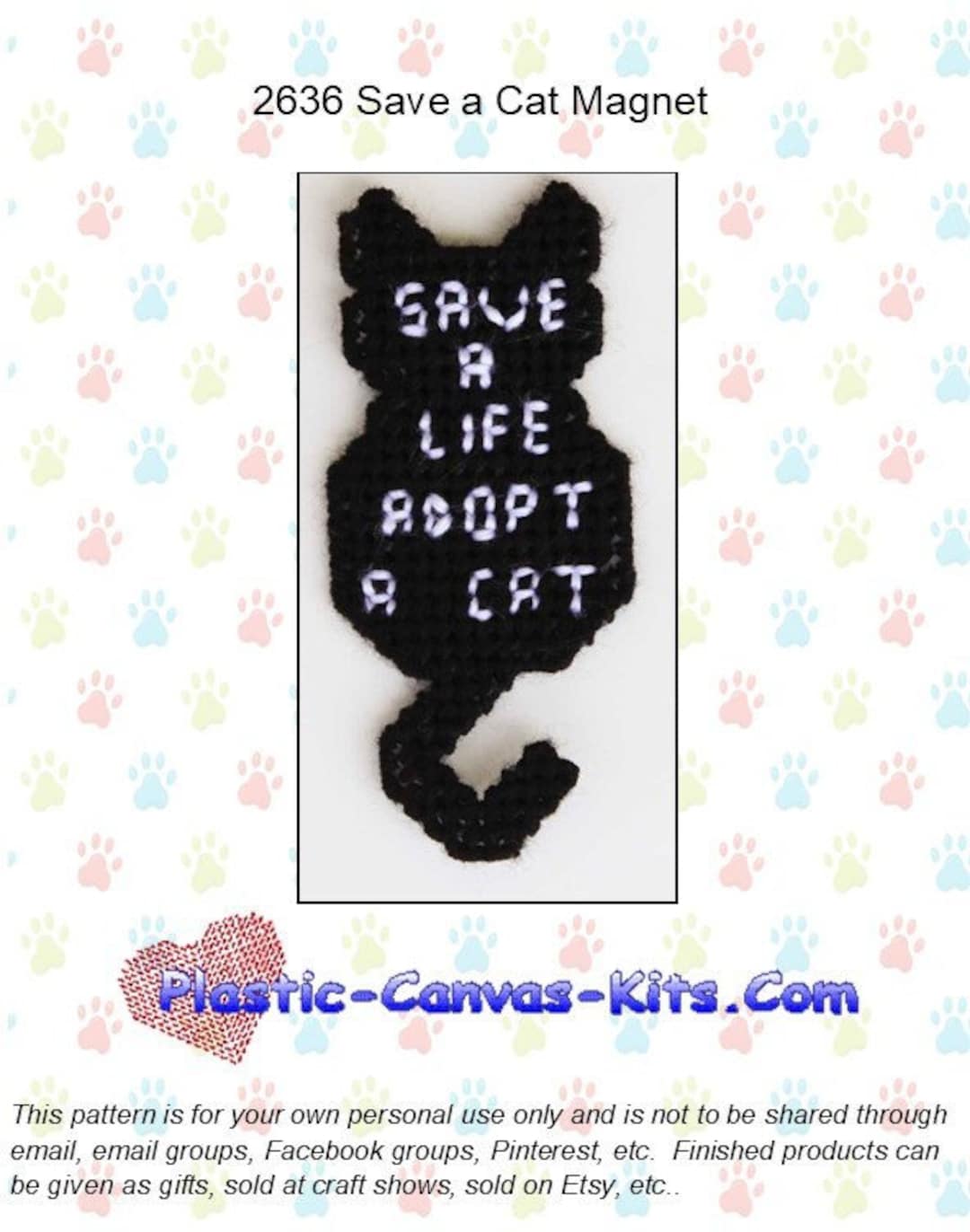 Save a Cat Magnet-plastic Canvas Pattern-pdf Download - Etsy