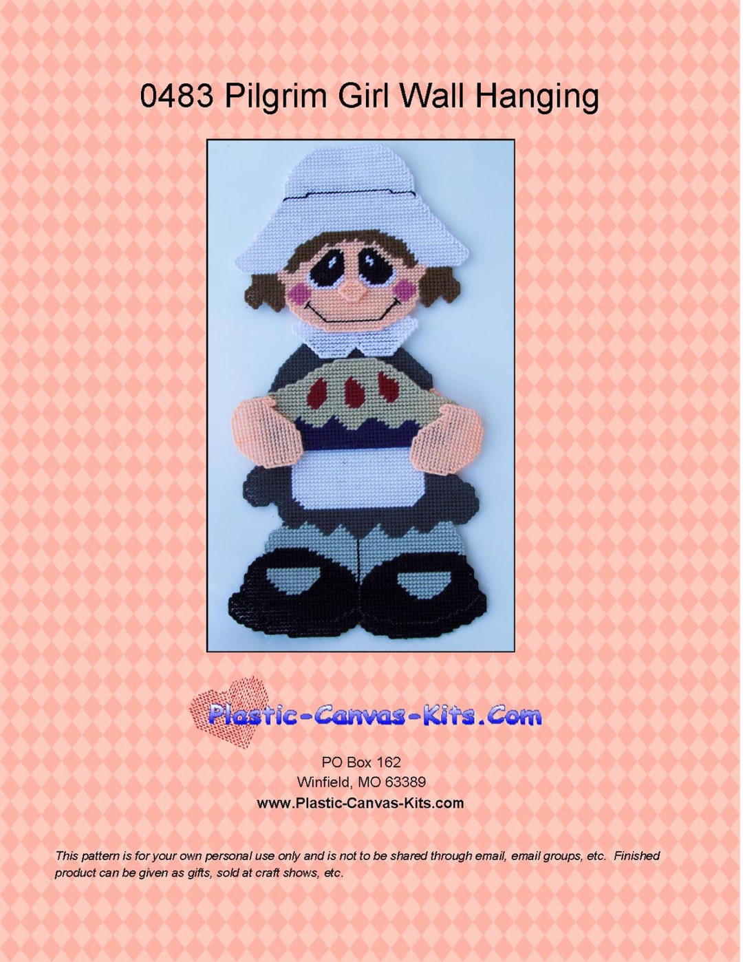 Thanksgiving Pilgrim Girl Wall Hanging-plastic Canvas Pattern-pdf ...