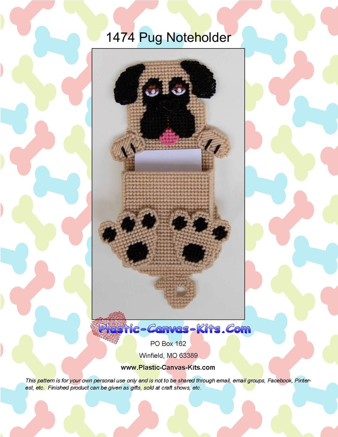 Pug Note Holder-plastic Canvas Pattern-pdf Download - Etsy