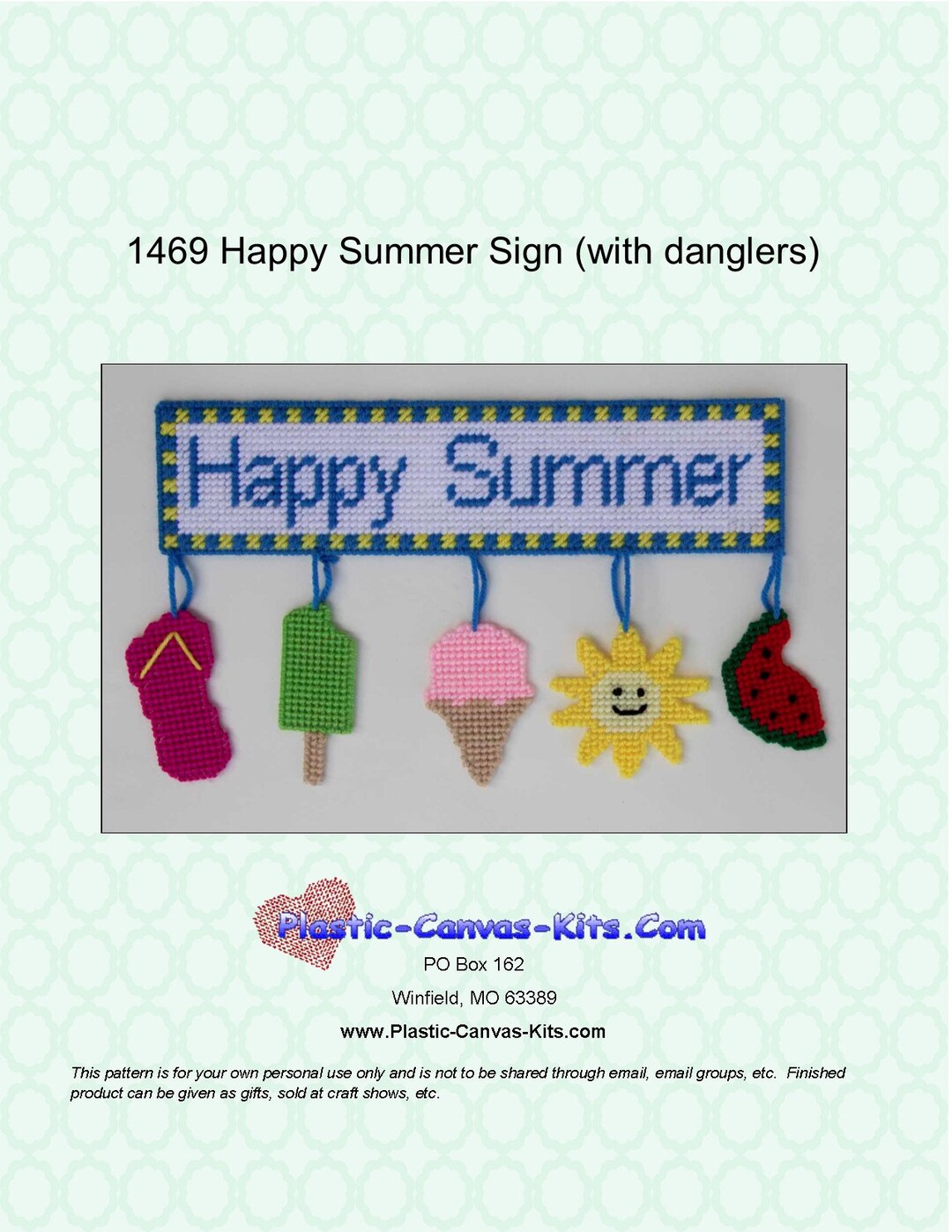 Happy Summer Wall Hanging-ice Cream, Watermelon-plastic Canvas Pattern ...