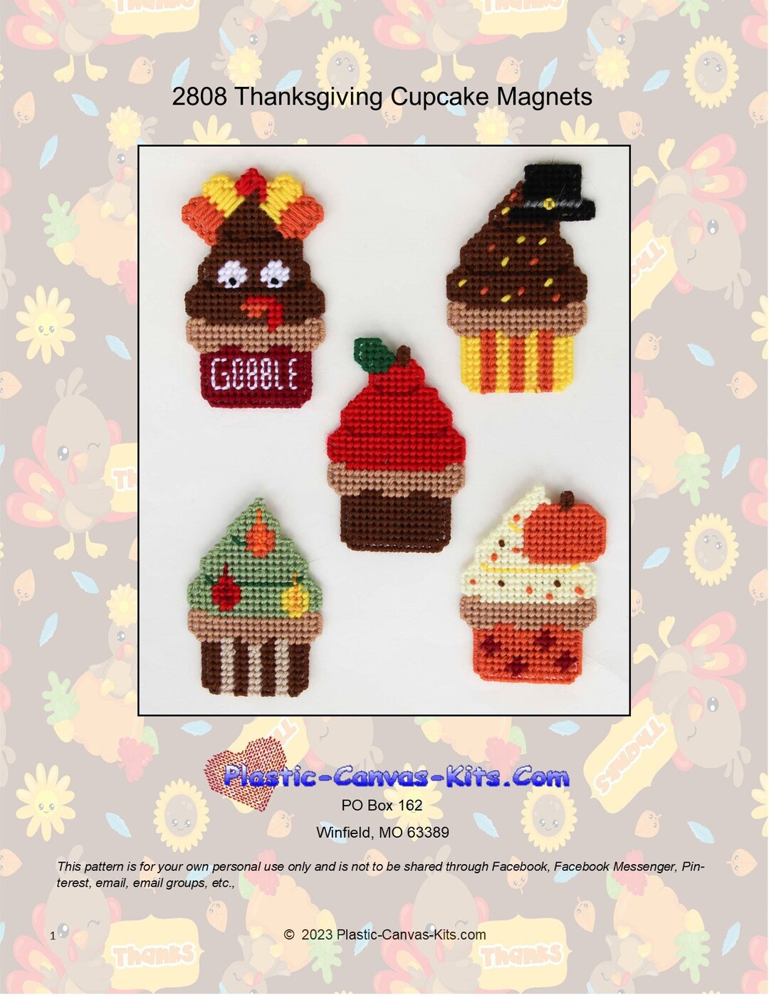 Thanksgiving Cupcake Magnets-plastic Canvas Pattern-pdf Download - Etsy