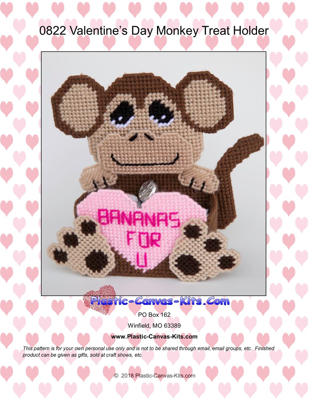 Valentine's Day Monkey Treat Holder-plastic Canvas Pattern-pdf Download ...