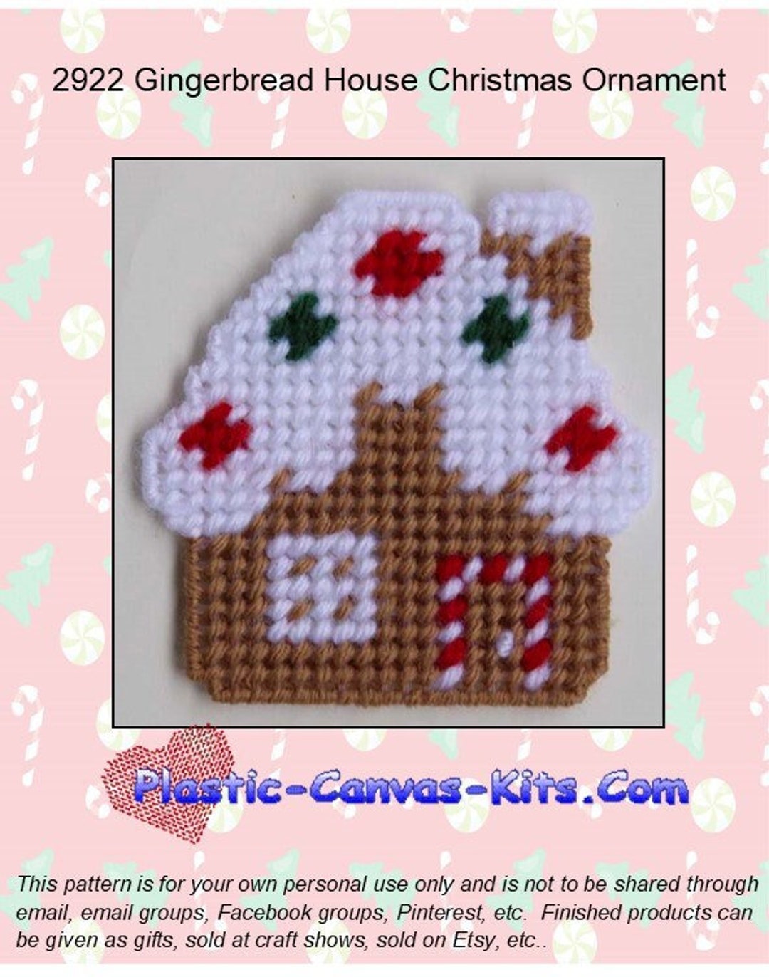 Gingerbread House Christmas Ornament-plastic Canvas Pattern-pdf ...