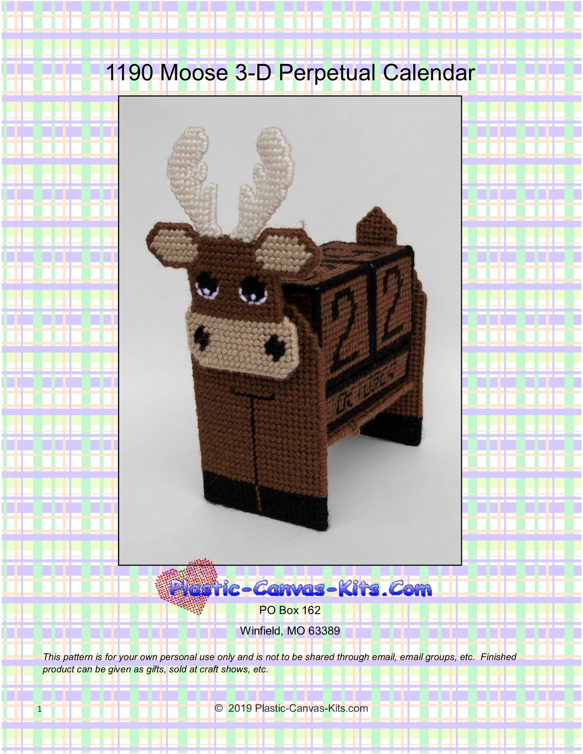 Moose Perpetual Calendar-plastic Canvas Pattern-pdf Download | Etsy