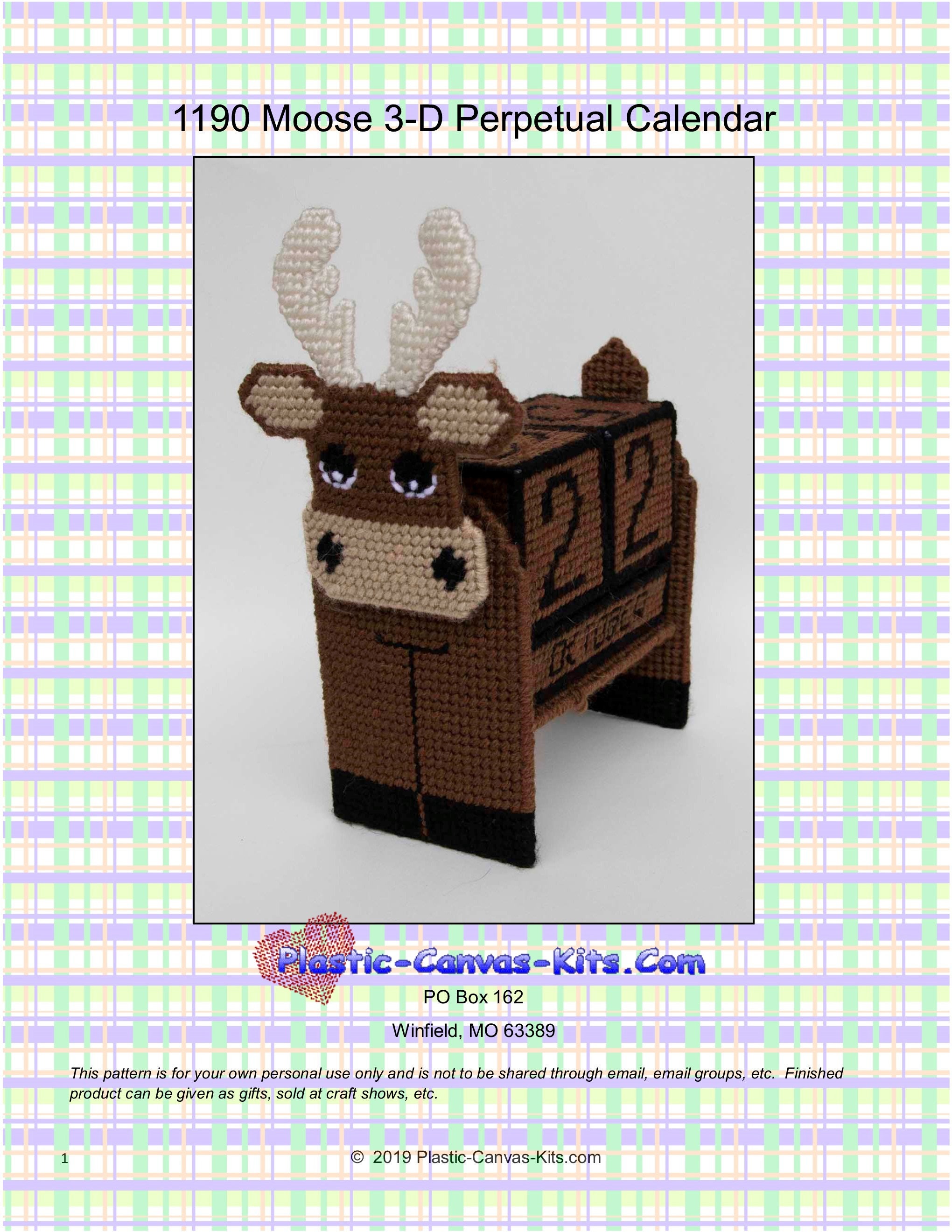 Moose Perpetual Calendar-plastic Canvas Pattern-pdf Download - Etsy