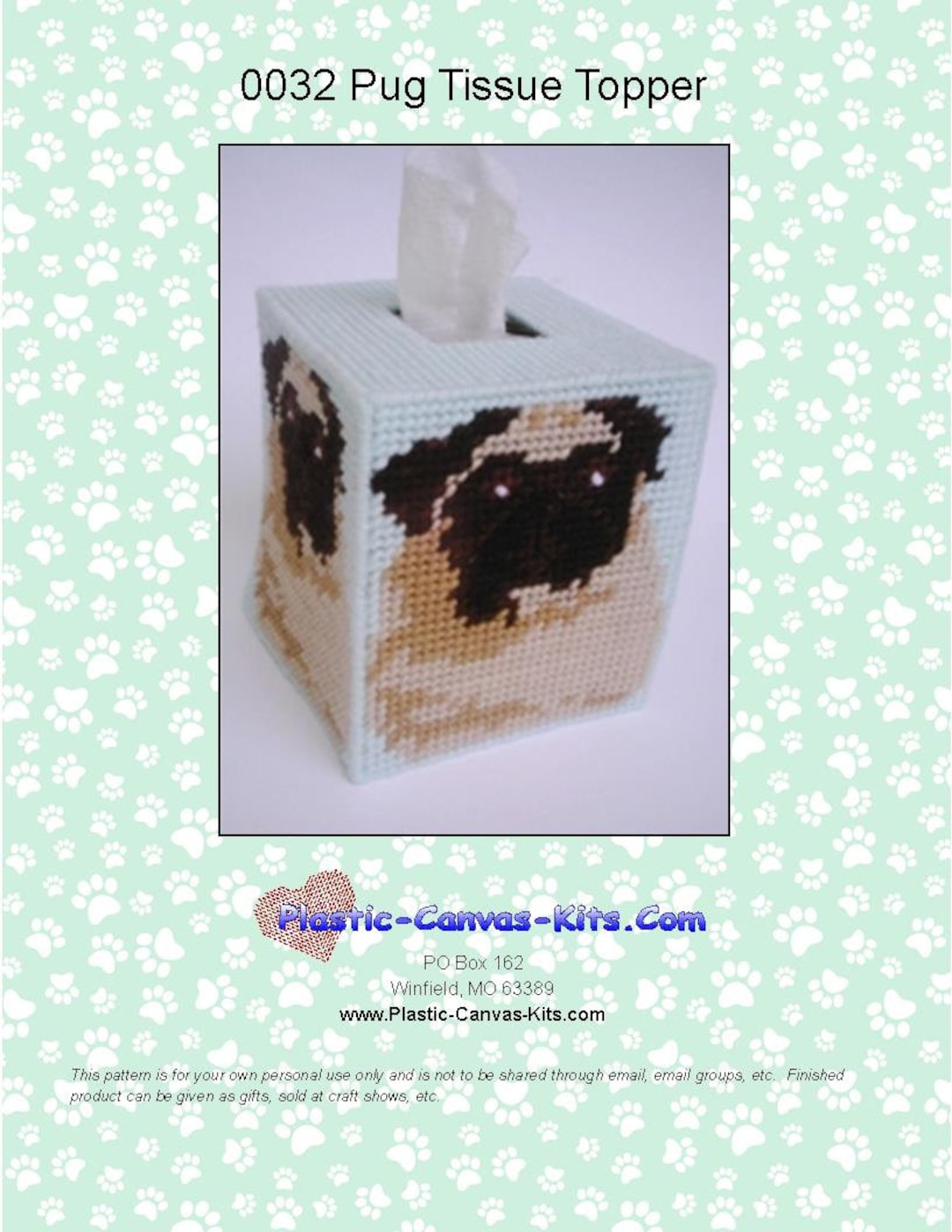 Pug Dog Tissue Topper-plastic Canvas Pattern-pdf Download - Etsy