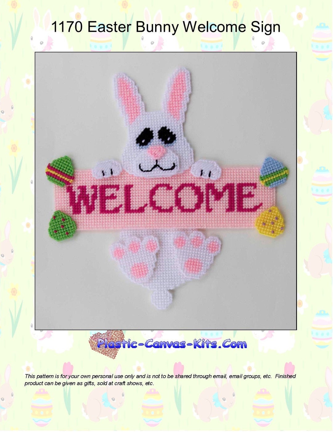 Easter Bunny Welcome Sign-plastic Canvas Pattern-pdf Download - Etsy