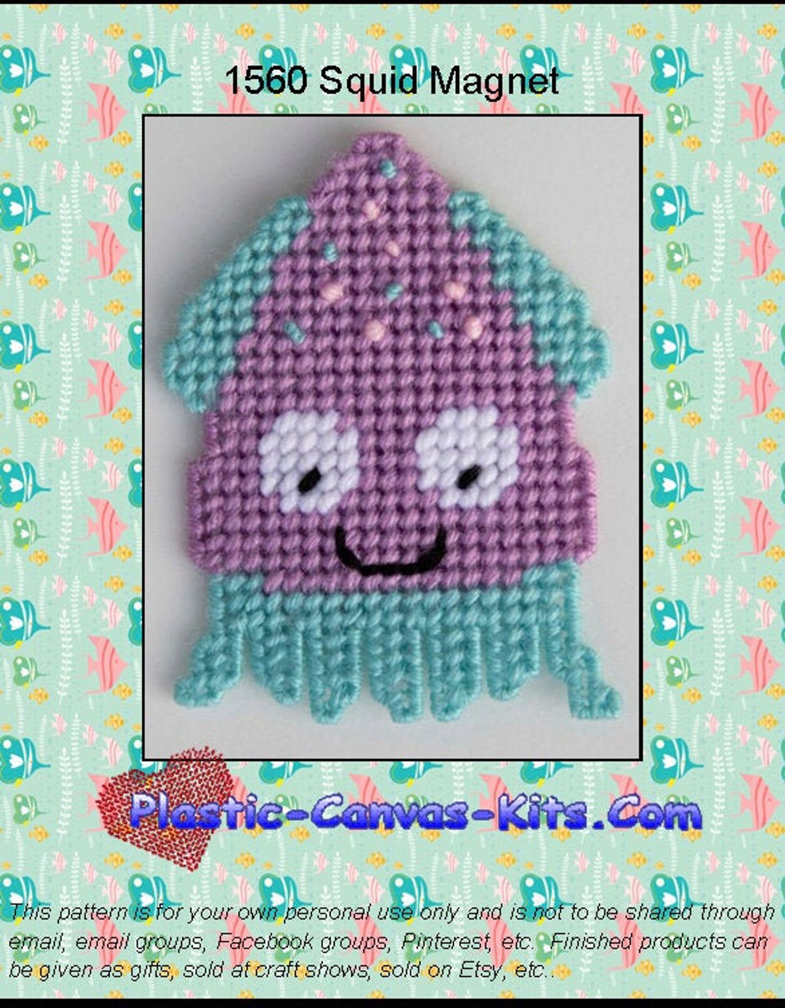 Squid Magnet-plastic Canvas Pattern-pdf Download - Etsy
