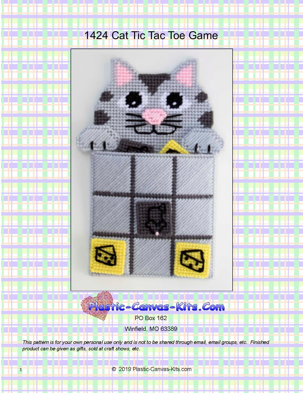 Cat Tic Tac Toe Game-plastic Canvas Pattern-pdf Download - Etsy