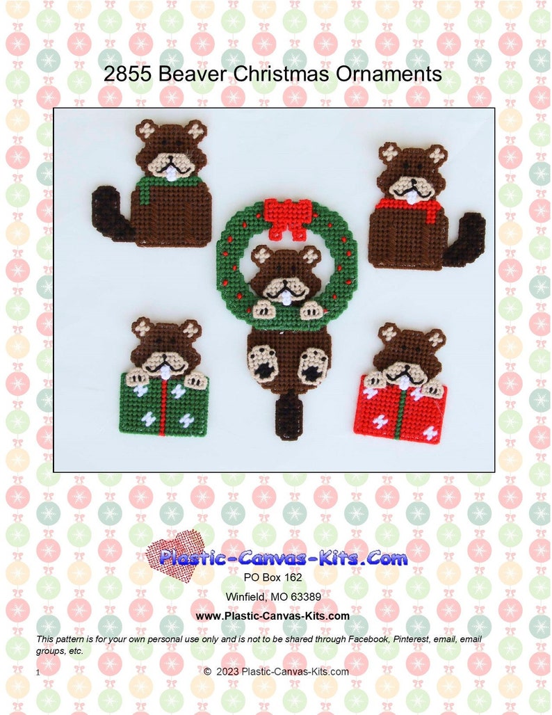 Beaver Christmas Ornaments- Plastic Canvas Pattern-pdf Download - Etsy