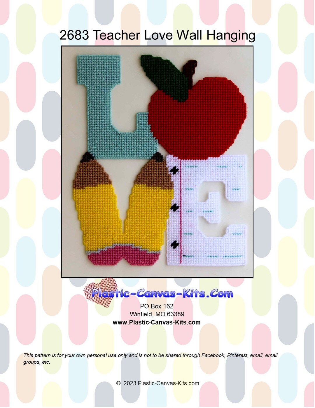 Teacher Love Wall Hanging-plastic Canvas Pattern-pdf Download - Etsy