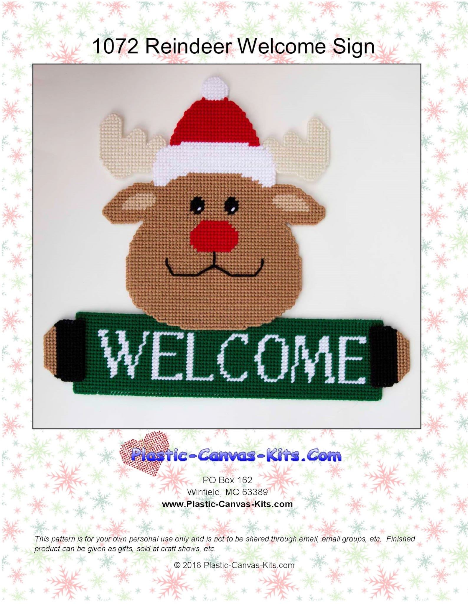 Christmas Reindeer Welcome Sign-plastic Canvas Pattern-pdf Download - Etsy