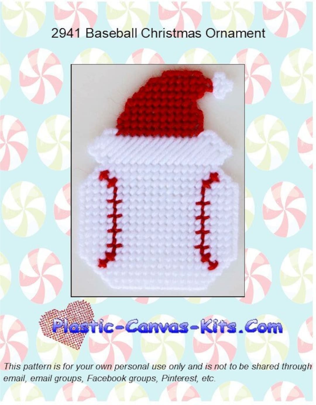 Baseball Christmas Ornament-plastic Canvas Pattern-pdf Download - Etsy