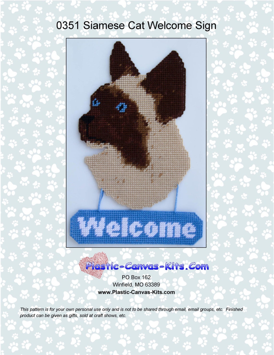 Siamese Cat Welcome Sign-plastic Canvas Pattern-pdf Download - Etsy