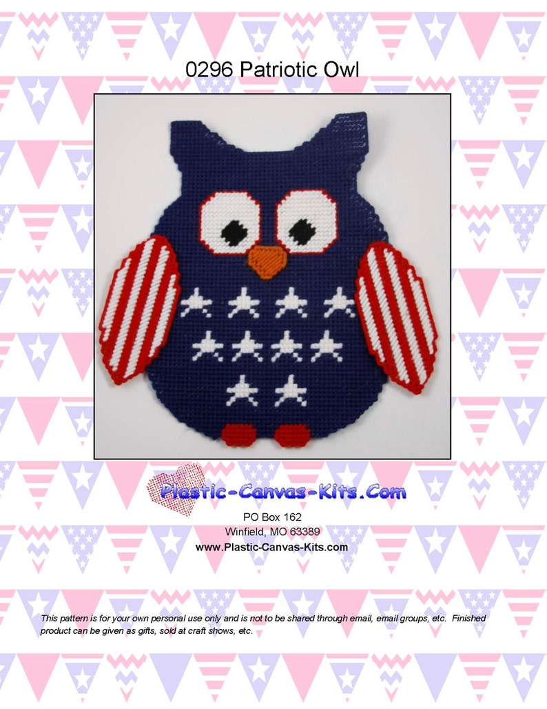 Patriotic Owl Wall Hanging-plastic Canvas Pattern-pdf Download - Etsy