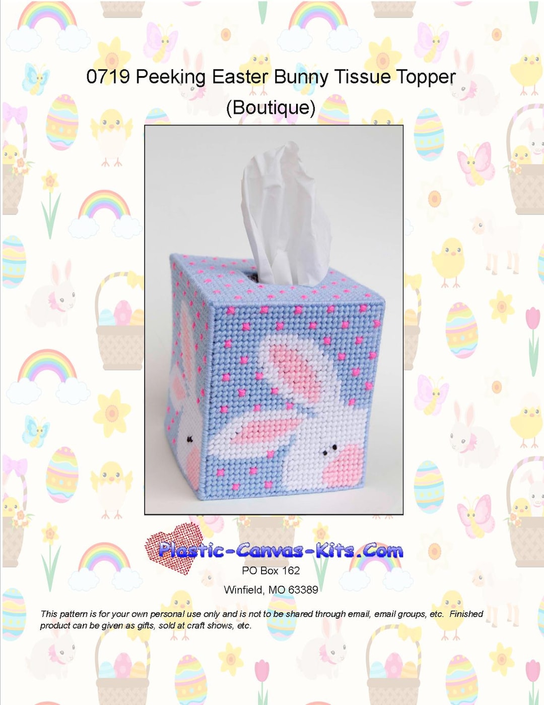 Peeking Easter Bunny Tissue Topper-plastic Canvas Pattern-pdf Download ...