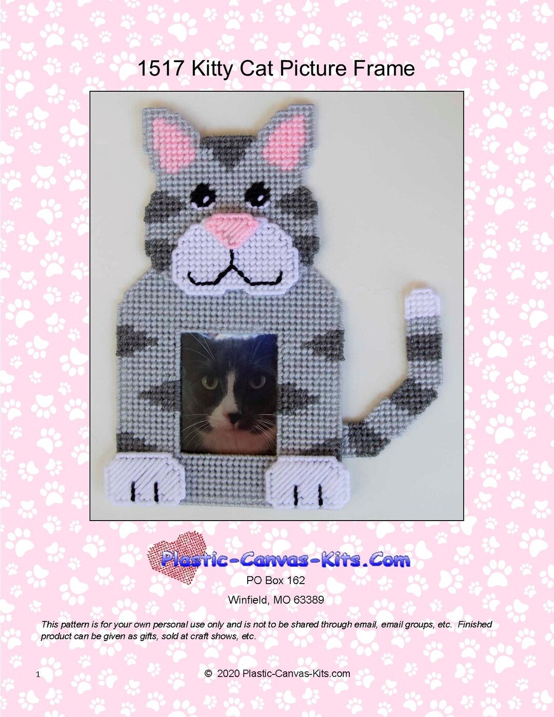 Kitty Cat Picture Frame-plastic Canvas Pattern-pdf Download - Etsy