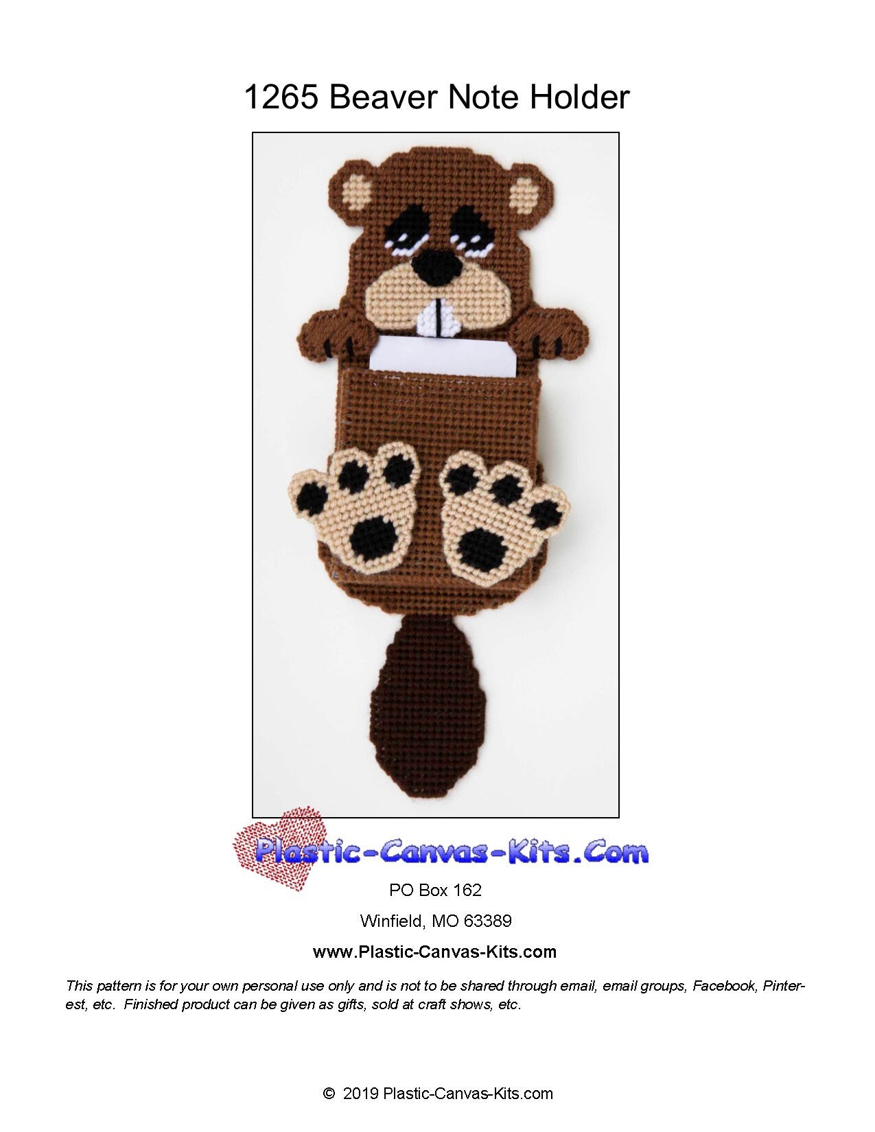 Beaver Magnetic Note Holder-plastic Canvas Pattern-pdf Download - Etsy