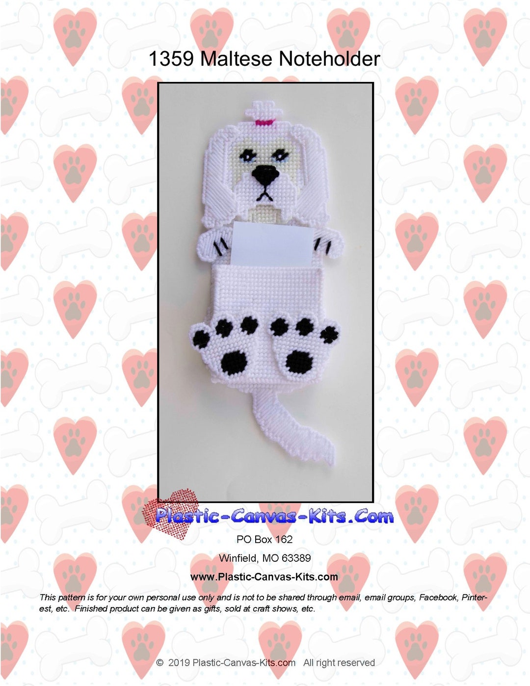 Maltese Dog Note Holder-plastic Canvas Pattern-pdf Download - Etsy