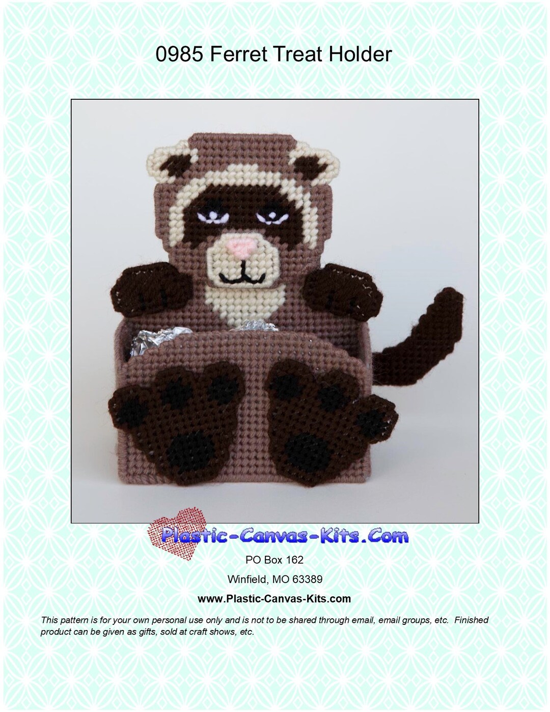 Ferret Treat Holder-plastic Canvas Pattern-pdf Download - Etsy